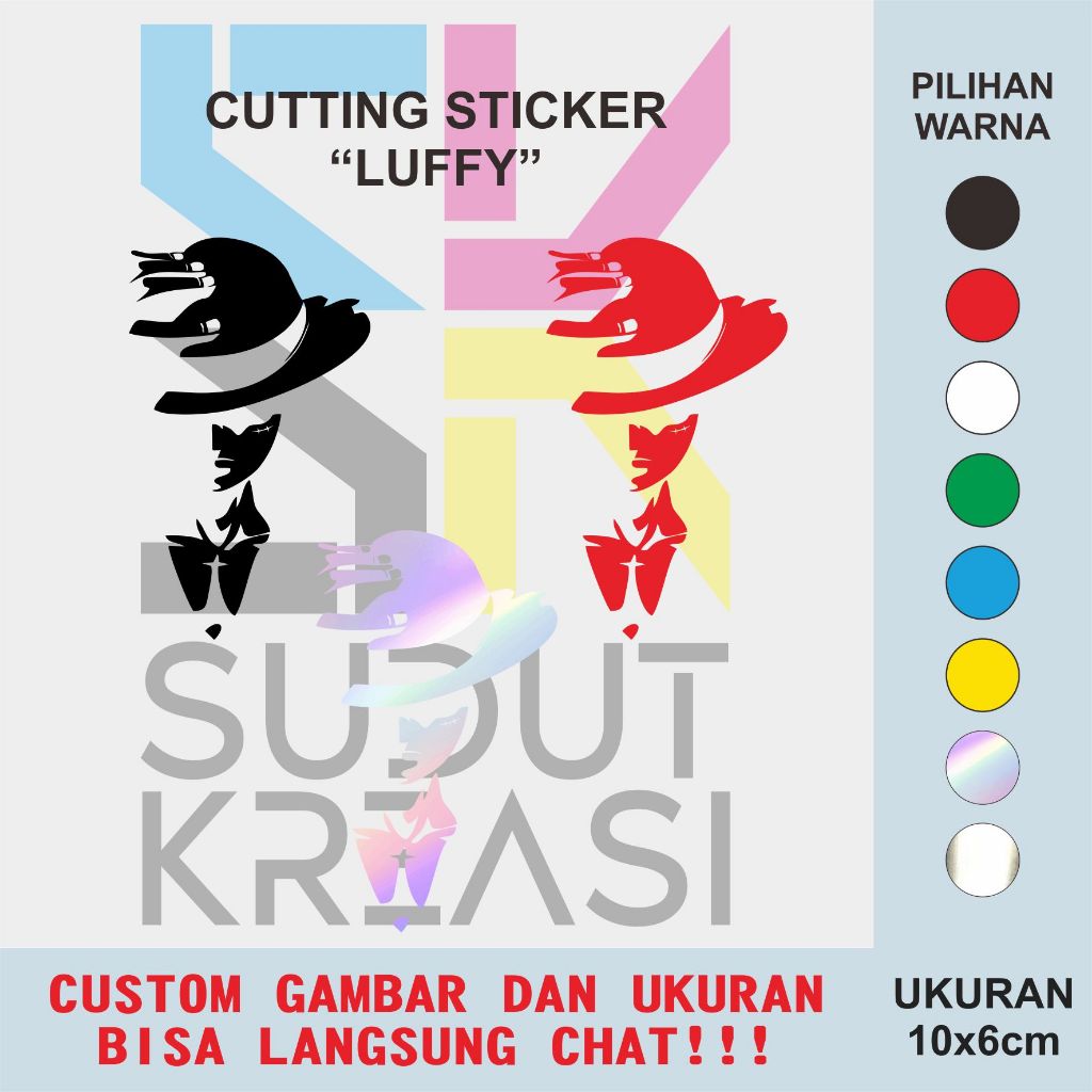 Jual CUTTING STICKER LUFFY || UK 10X6CM || CATING STIKER || CUTTING ...
