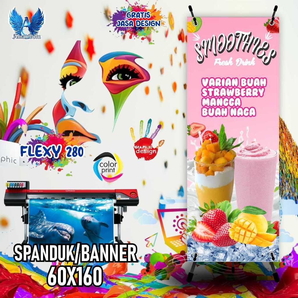 Jual Cetak Banner Cetak Spanduk SMOOTHIES STRAWBERRY UKURAN 60X160 CM ...