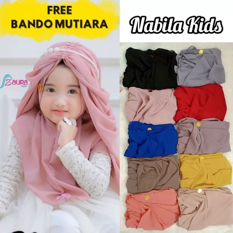 Jual Pastan Nabila Kids Zaura Hijab FREE BANDO MUTIARA | Shopee Indonesia