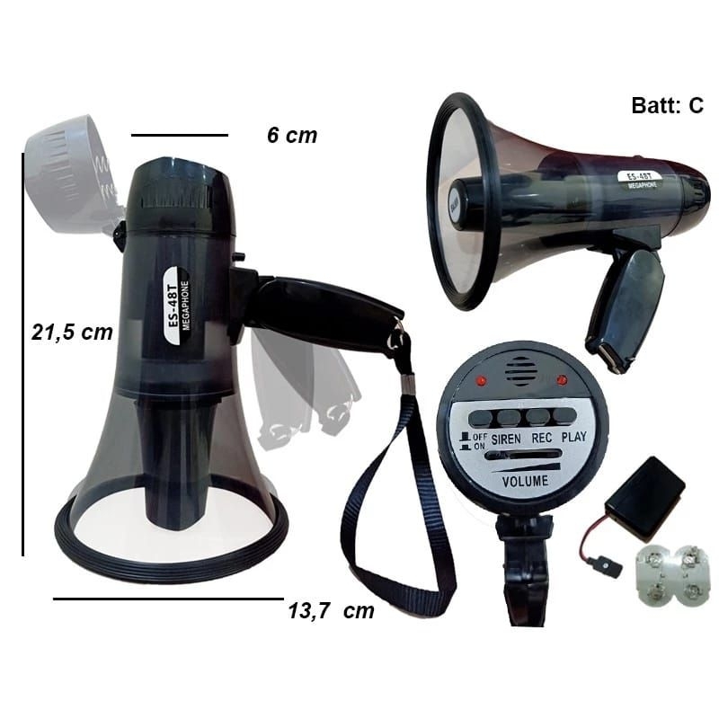Jual Megaphone ES-48T Rechargeable Sirine Rekam Suara | Shopee Indonesia