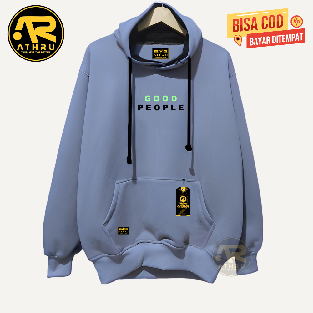Jual Athru Sweater Hoodie Pria Wanita Warna Abu paralon Sablon GID GOOD ...