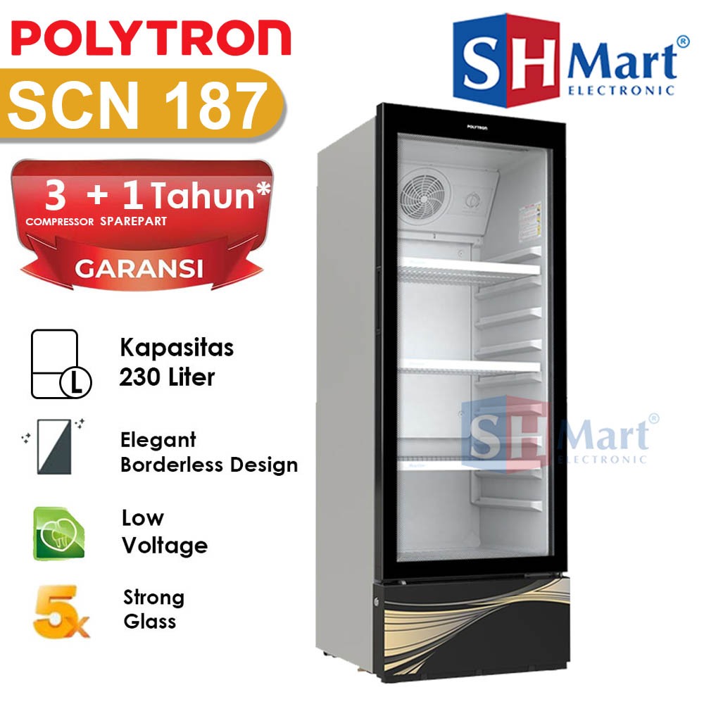Jual SHOWCASE POLYTRON 3 RAK KAPASITAS 180 LITER SCN-187 / SCN187 / SCN ...