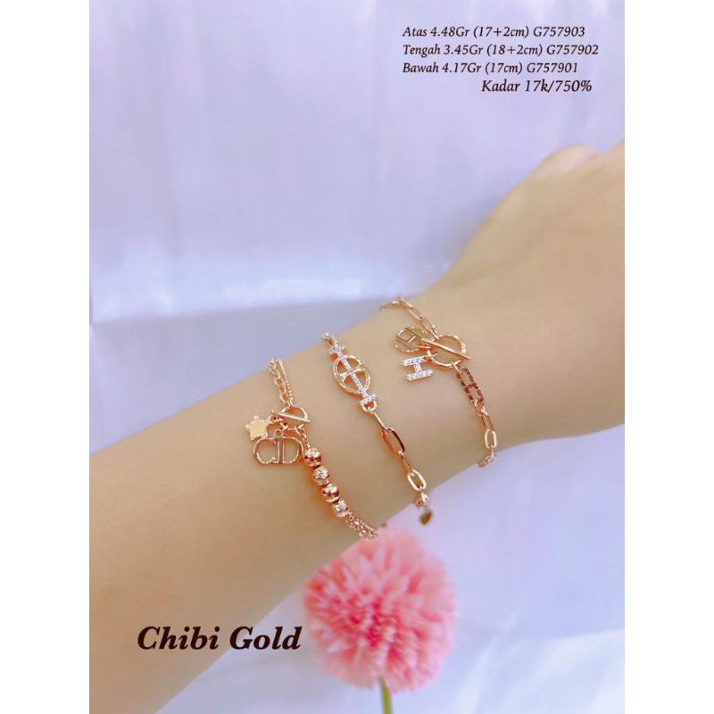 Jual CHIBI GOLD-gelang tangan bola bola mix emas 750 kadar 17k ...