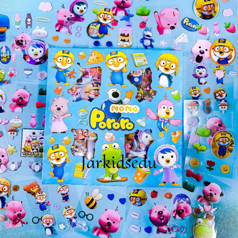 Jual Stiker Nono Karakter Pororo 100 lembar Sticker Waterproof Souvenir ...