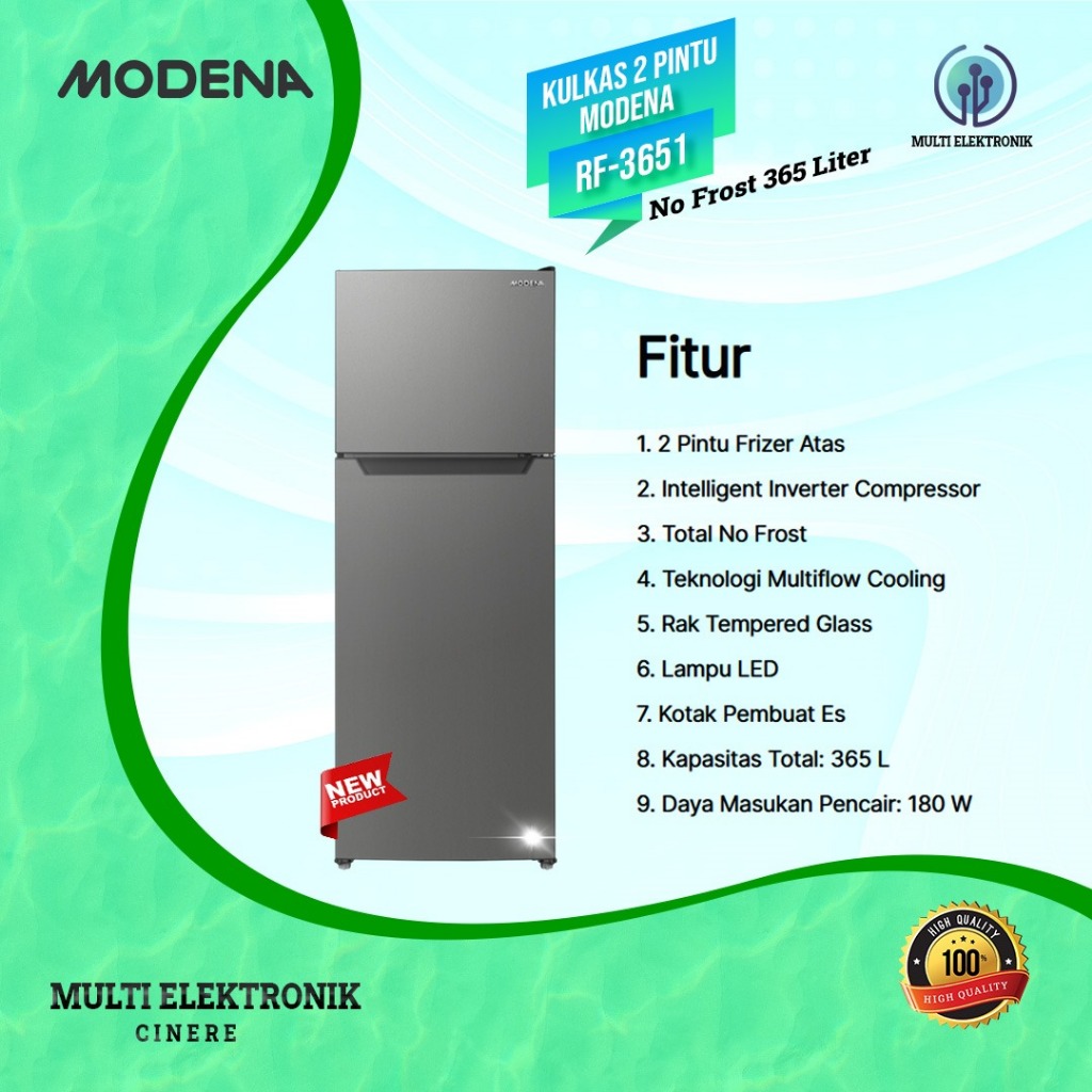 Jual Refrigerator MODENA - RF 3651 TDDS KULKAS 365 L | Shopee Indonesia