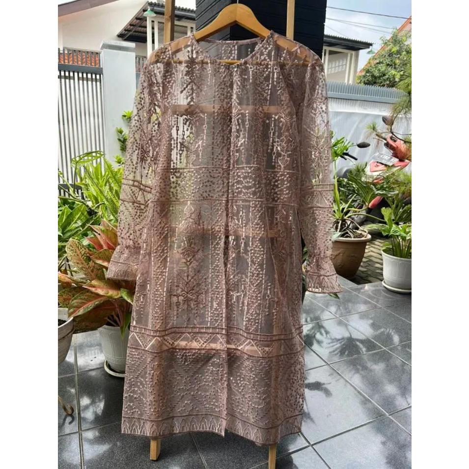 Jual RAISYA OUTER BRUKAT MOTIF LONG OUTER TUNIK KONDANGAN CARDIGAN ...
