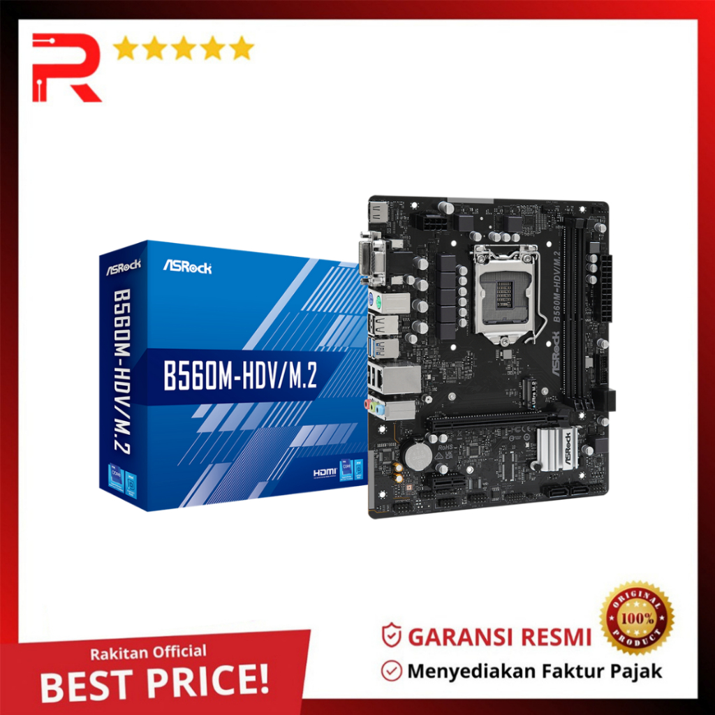 Jual Motherboard ASRock B560M-HDV/M.2 (LGA1200, B560, DDR4) Mobo B560M ...