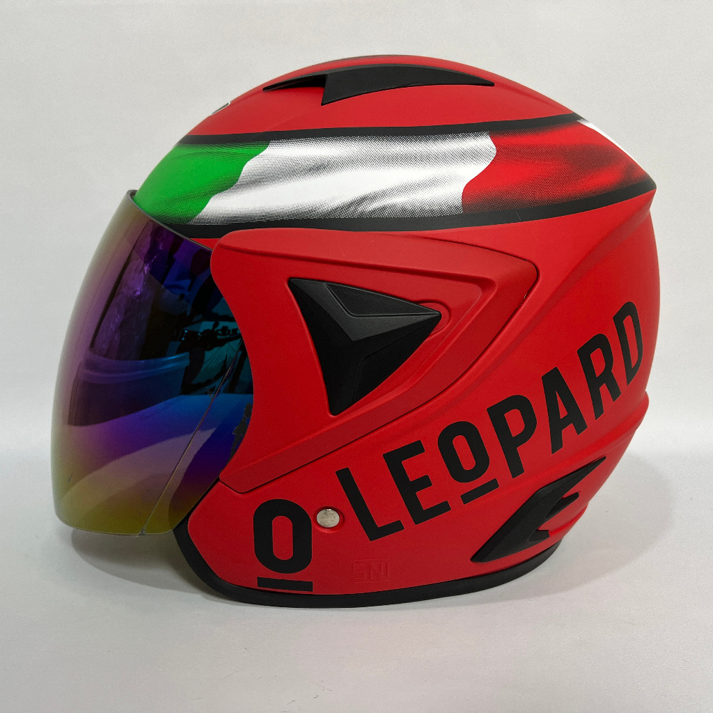 Jual Helm JP13 Leopard (Hitam) Merah Doff - BXP - Single Visor - Helem ...