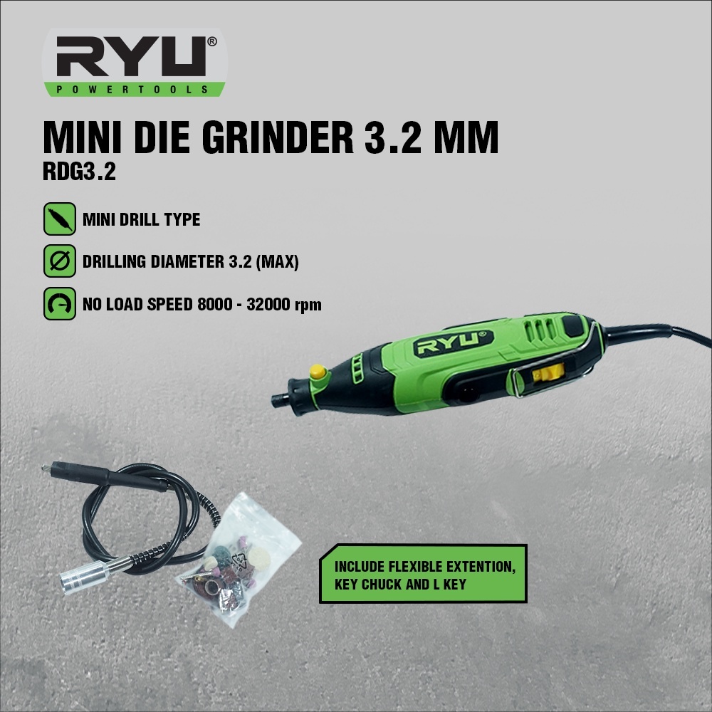 Jual RYU MINI DIE GRINDER 3.2 MM - GERINDA MINI - BOR TUNNER - PERKAKAS ...