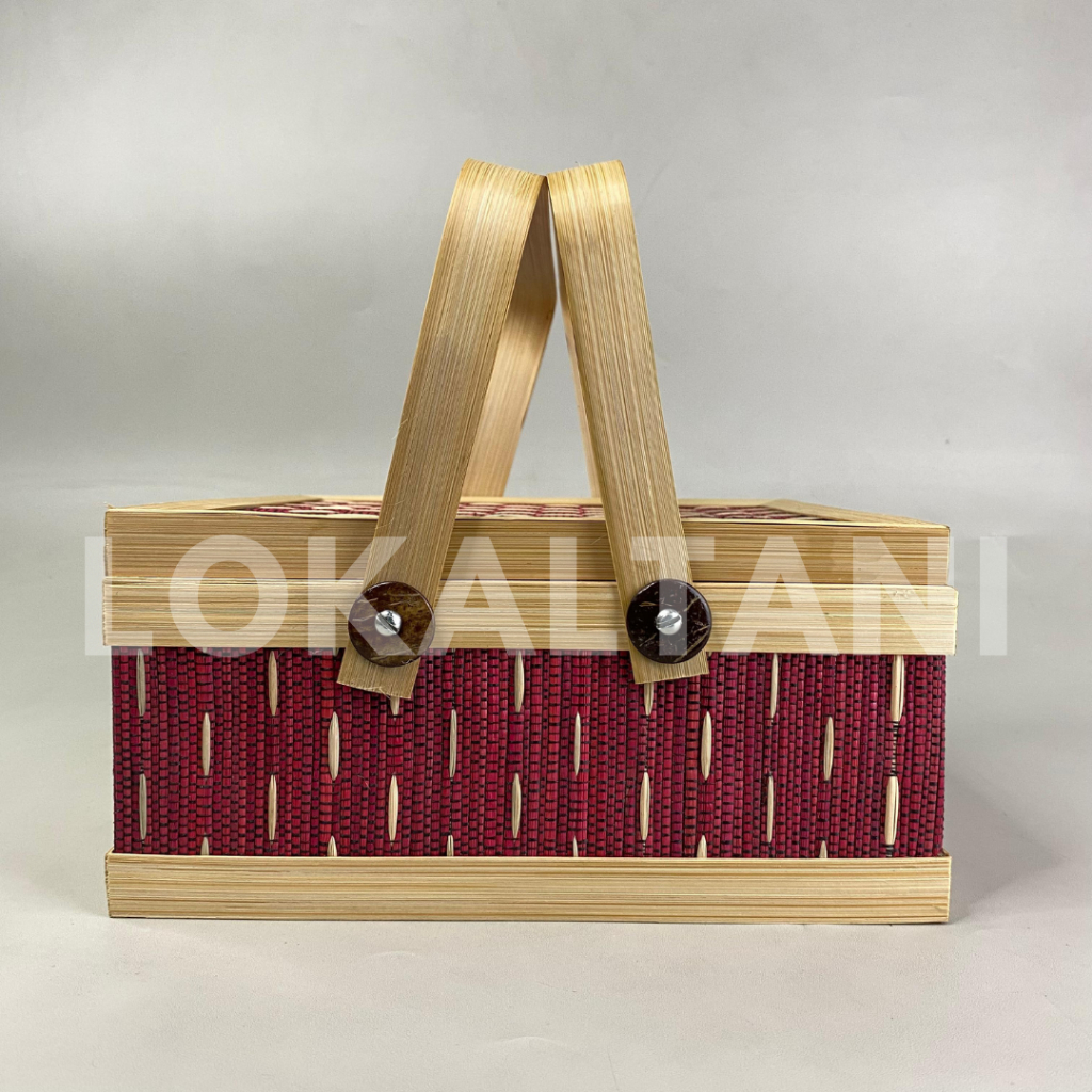 Jual Rantang Bambu Imlek Natal 25x25cm/ Kotak Hampers Bambu Biji Padi ...