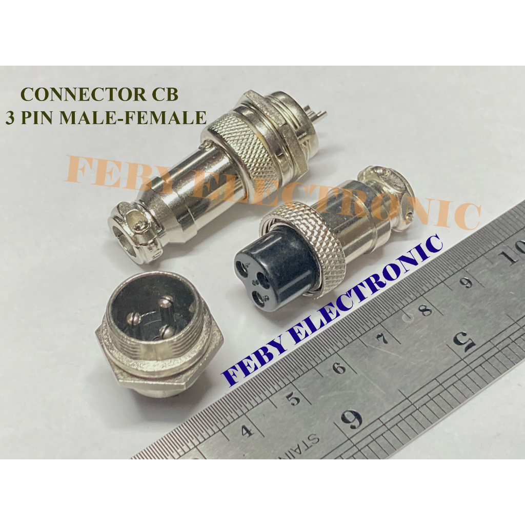 Jual Aviation Plug Connector Konektor CB 3 Pin Male Female (Sepasang ...