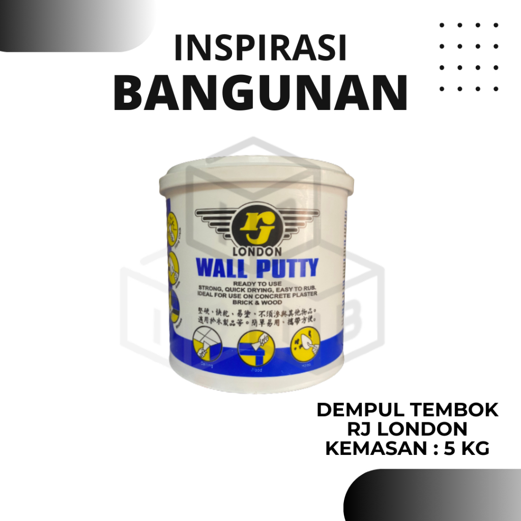 Jual Plamir / dempul tembok / wall filler merk RJ London 5 Kg galon ...