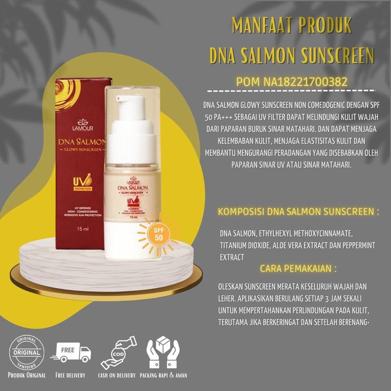 Jual HERBAMOUR - DNA SALMON GLOWY SUNSCREEN LAMOUR - SUNSCREEN 2IN1 SPF ...