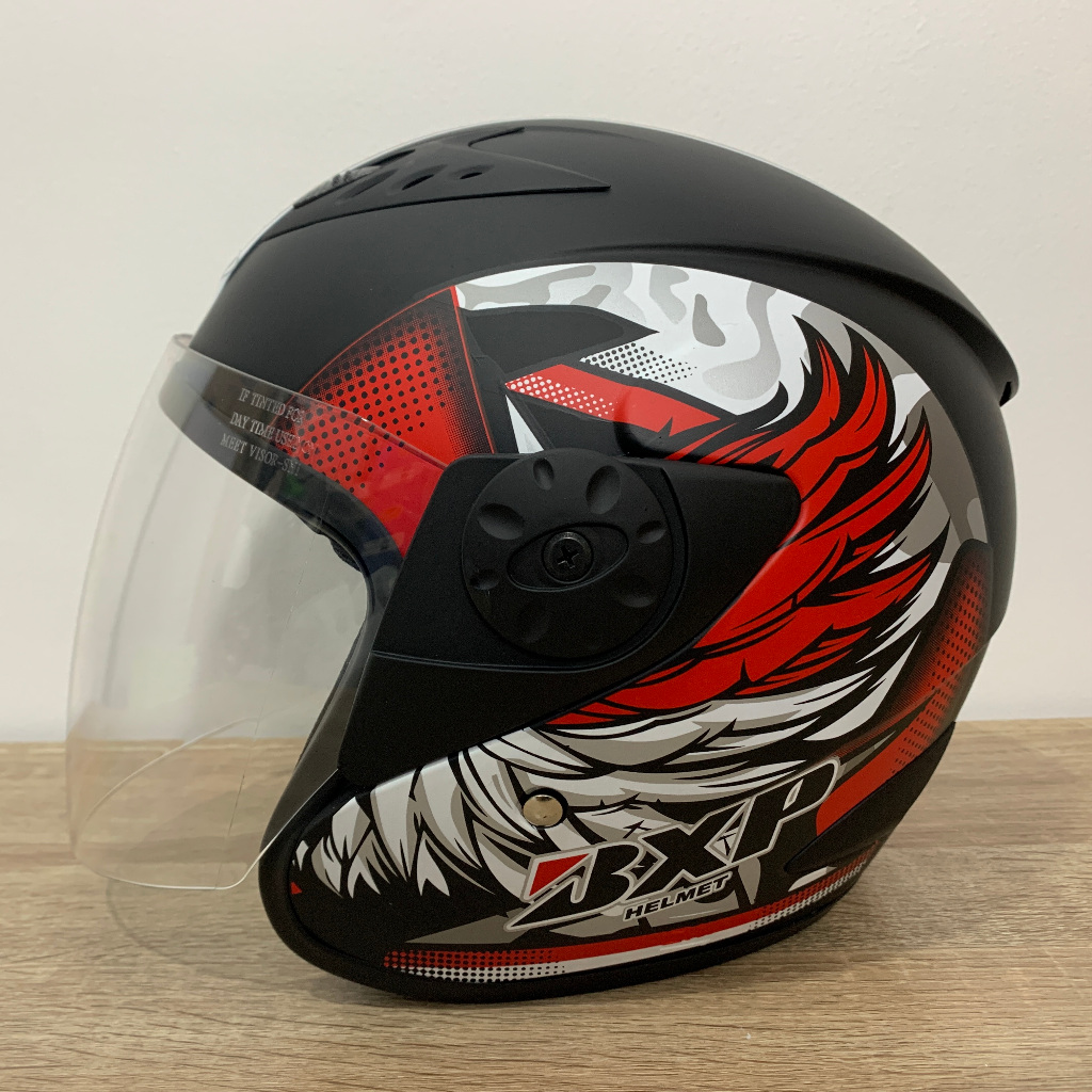 Jual Helm Vision Sayap (Merah Putih) Hitam Doff - BXP - Single Visor ...