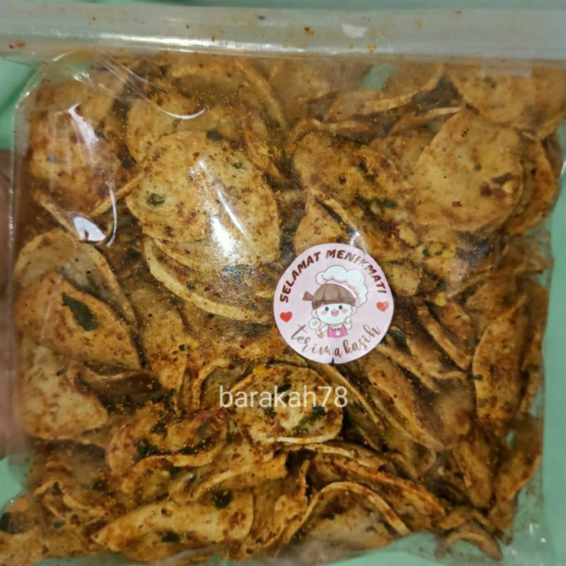 Jual Basreng Bulat pedas Daun Jeruk 250gr / Basreng Koin Irisan Tipis ...