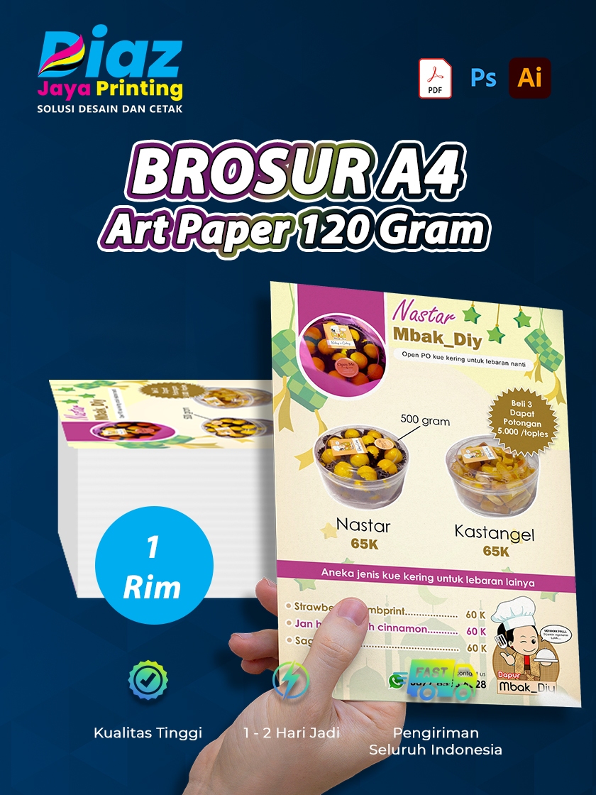 Jual Cetak Brosur 1 Sisi / 2 Sisi Kertas Art Paper 120 gsm 1 Rim | Shopee Indonesia