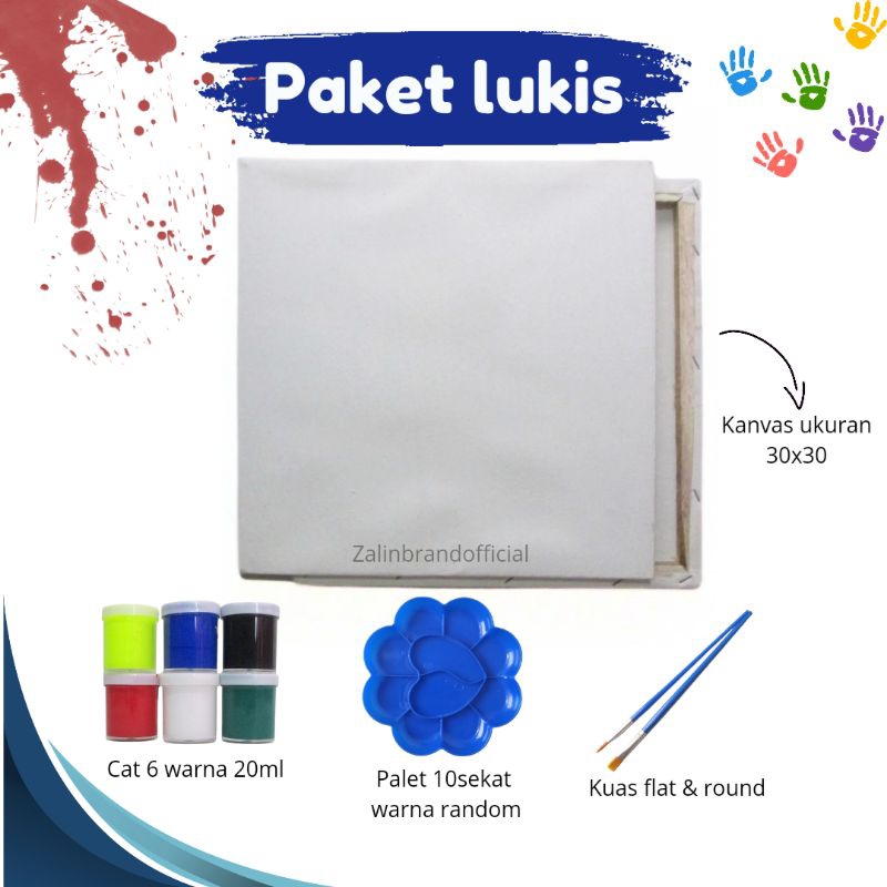 Jual Paket Lukis Komplit 4 in 1 Kanvas Besar 30x30 Cat Akrilik Palet ...