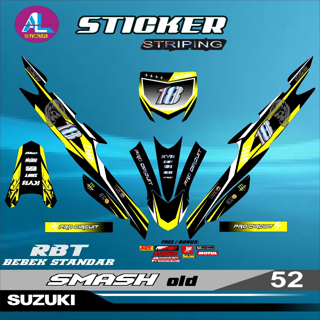 Jual Sticker RBT SMASH OLD MOTOR RBT BEBEK MODIF SUPERMOTO YZ CRF KLX ...