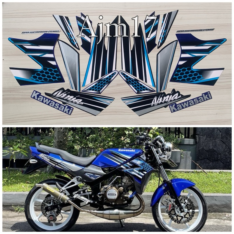 Jual STIKER STRIPING MOTOR NINJA M 2007 2008 BIRU SILVER | Shopee Indonesia