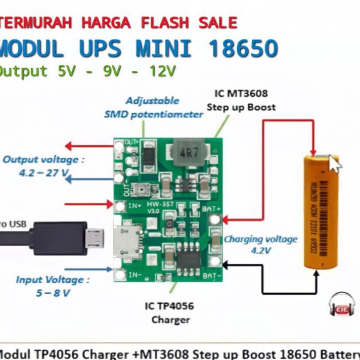 Jual Gaya Hidup Terjangkau Modul Kit DIY Mini Backup UPS DC 37V Output ...