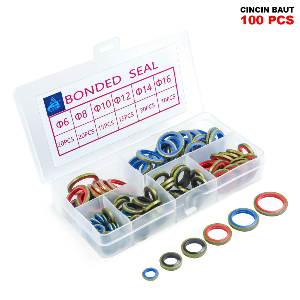 Jual Allefix Karet Seal Ring Karet Baut Set 100Pcs Head Cop Cylinder ...