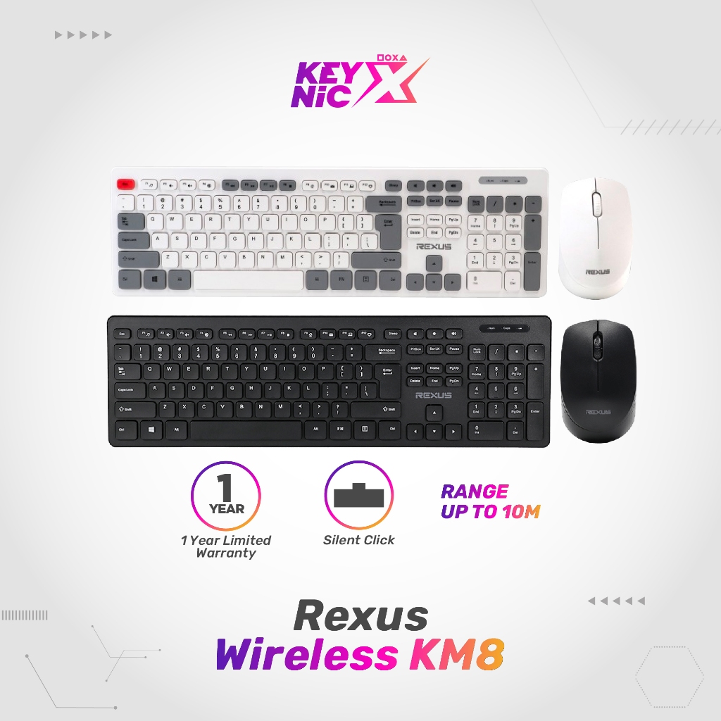 Jual Rexus Keyboard Mouse Wireless 2 in 1 KM8 Combo New Edition Garansi ...
