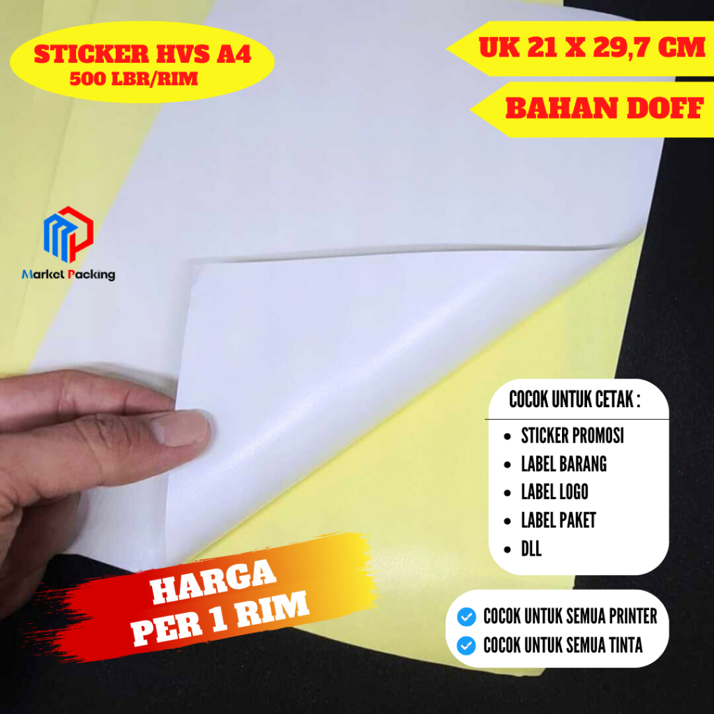 Jual STIKER LABEL A4 ISI 500 LEMBAR / KERTAS STICKER A4 PER RIM ...