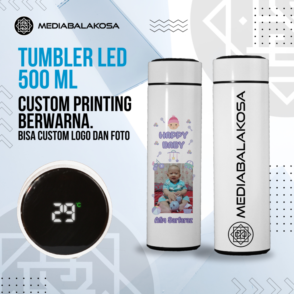 Jual Tumbler LED Suhu Stainless steel Free Custom Printing Foto & Logo ...