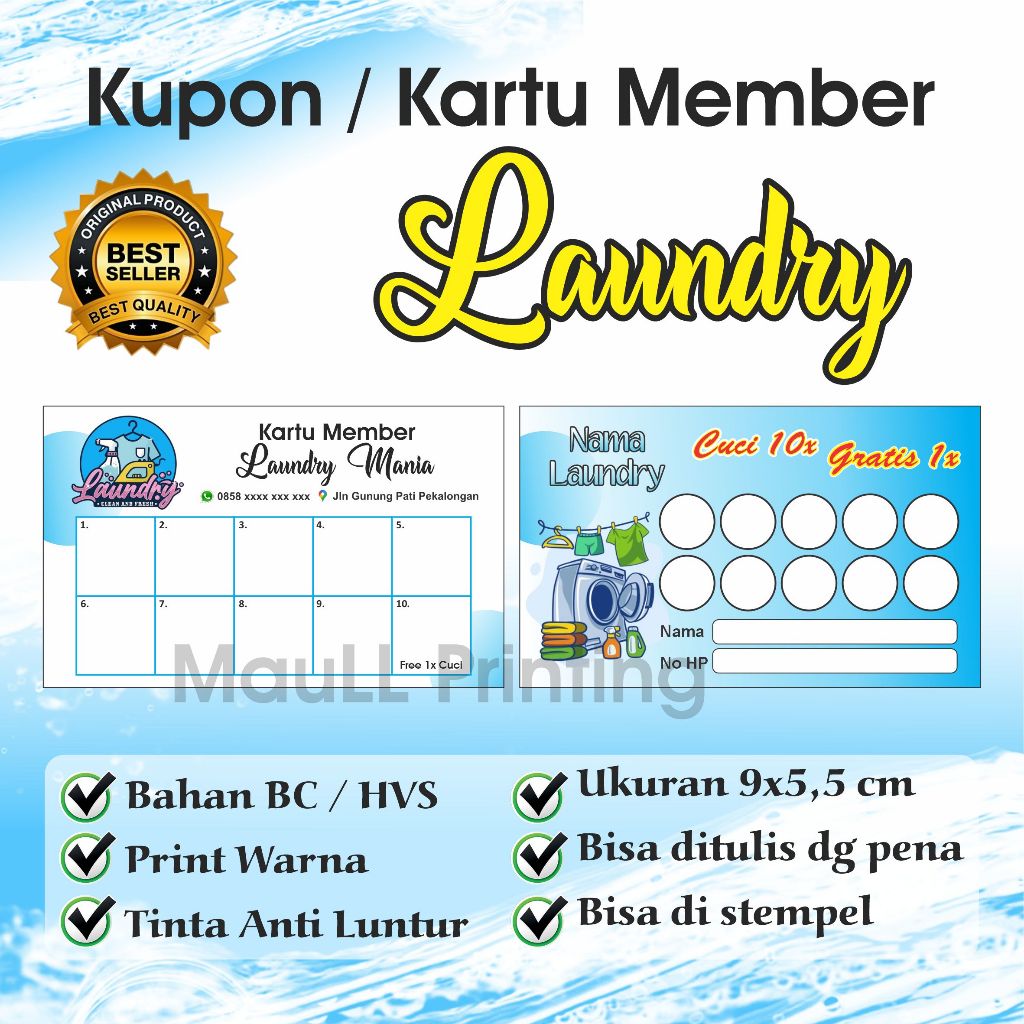 Jual Kartu Member Laundry / Kupon Laundry / Loyalty Card | Shopee Indonesia