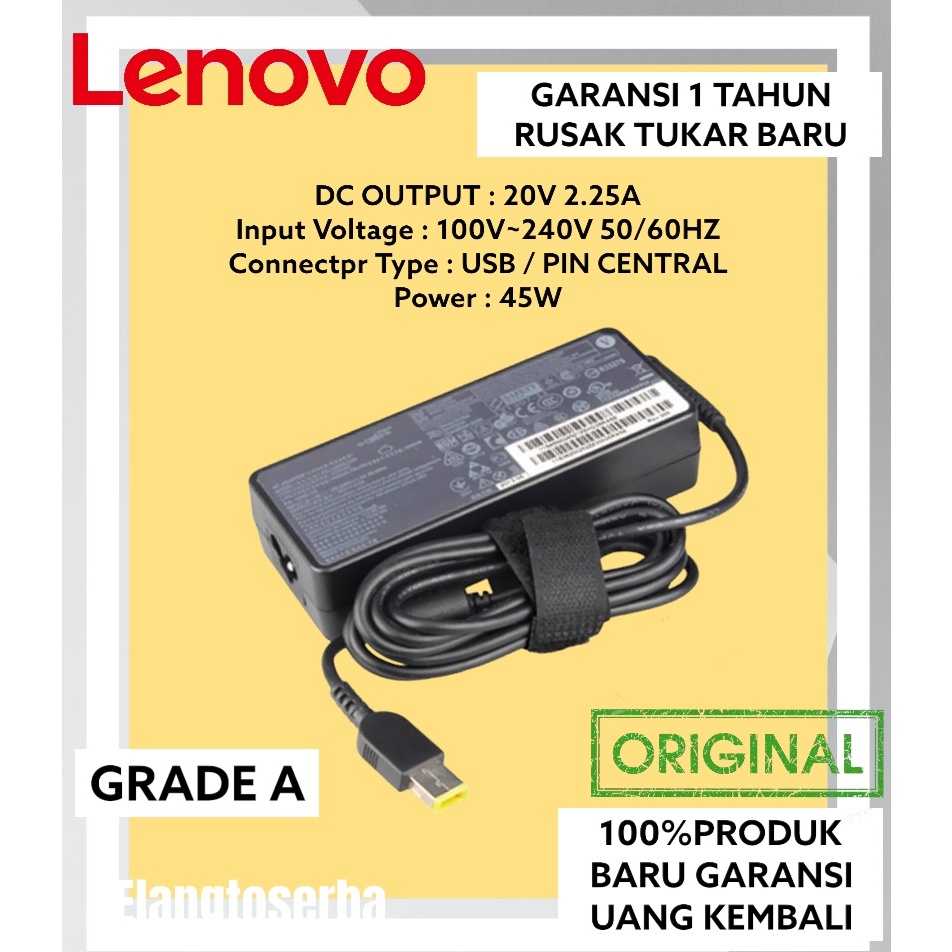 Jual PROMO ORIGINAL Adaptor Charger Laptop Lenovo 20v 2.25a S215 Yoga ...