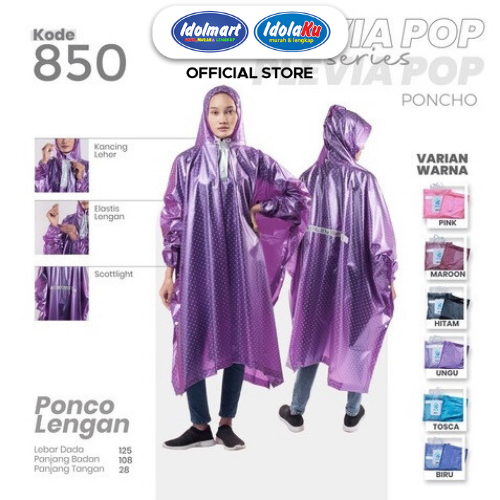 Jual IDOLMART Jas Hujan Ponco Pop Plevia 850 Poncho Motor Unisex ...