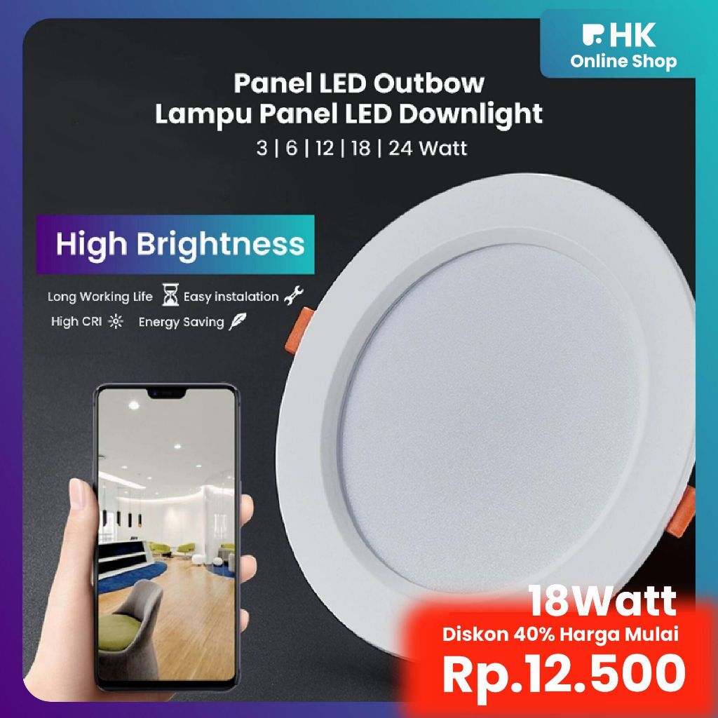 Jual HK-Lampu Downlight LED Inbow 6W 9W 12W 18W 24W/ Downlight Panel ...