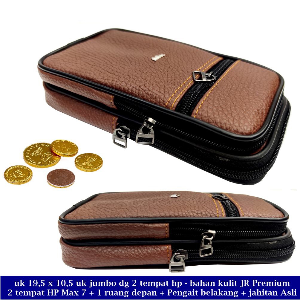 Jual Dompet Riding HP Resleting 3 Pinggang Pria Kulit Caviar Max ...