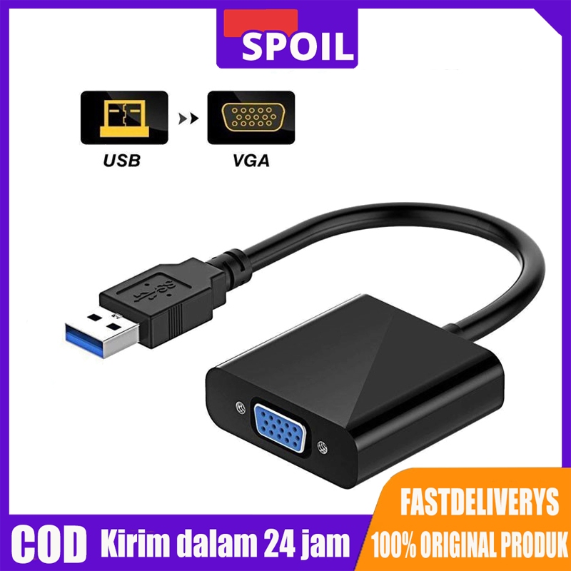 Jual SPOIL Konverter Multimedia HD To VGA Adapter with Audio USB Cable ...