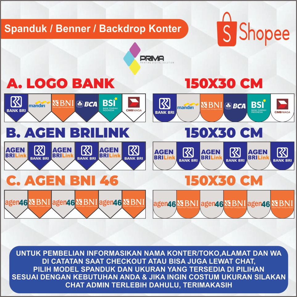 Jual SPANDUK/BANNER RENDA HIASAN KIOS AGEN BRILINK/KIOS AGEN BNI 46 ...