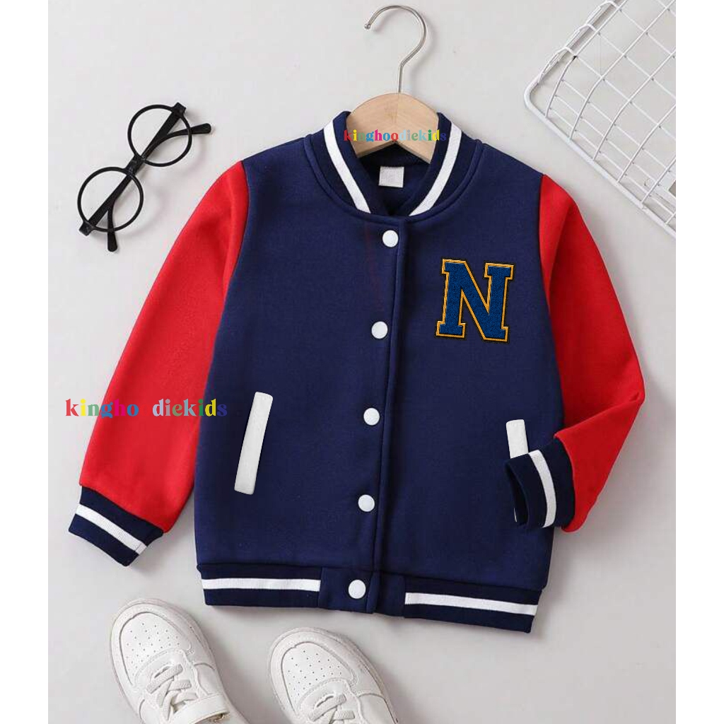 Jual Jaket Varsity Anak Inisial N Laki Laki Perempuan Umur 2 3 4 5 6 7 ...