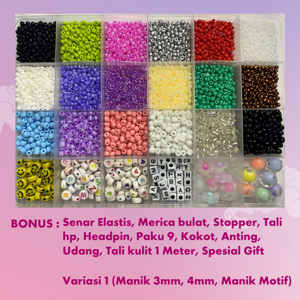 Jual Manik Manik Pasir 1 Box / Paket Manik Manik DIY / DIY Meronce ...