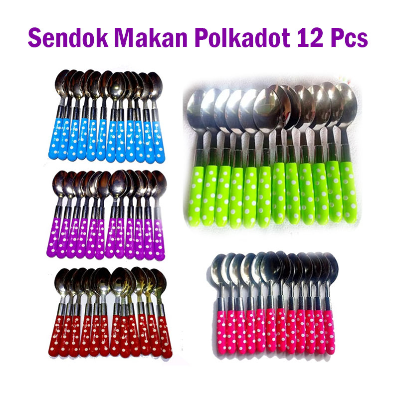 Jual Sendok makan Polkadot 12 pcs / Sendok Lusinan / Sendok Set ...