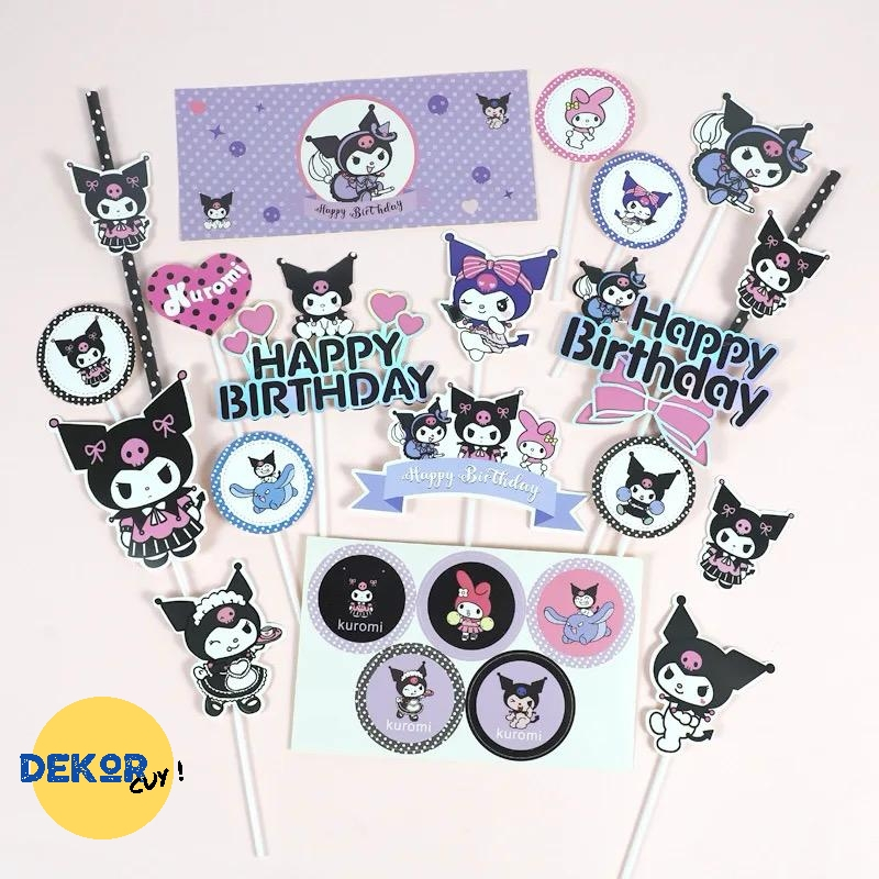 Jual CAKE TOPPER KERTAS KUROMI / hiasan ulang tahun dekorasi aksesoris ...