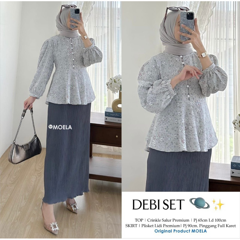 Jual AVIS • WISA • DEBI SET ROK SPAN PLISKET DAN BLOUSE CRINKLE MOTIF ...