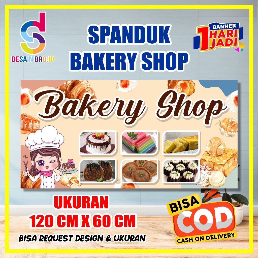 Jual BANNER/SPANDUK BAKERY SHOP ( BISA CUSTOM ) UKURAN 120X60 CM ...