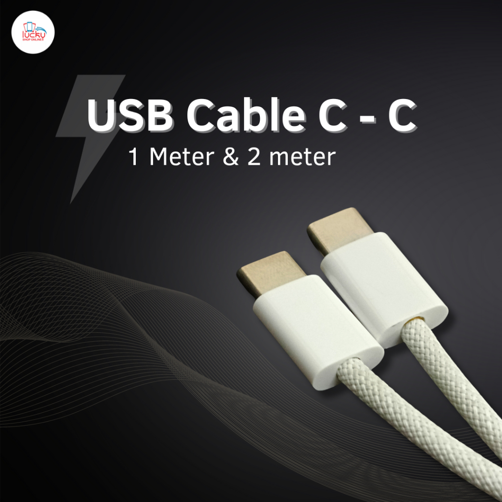 Jual USB Charge Cable Type C ke Type C 1 Meter dan 2 Meter Nylon ...
