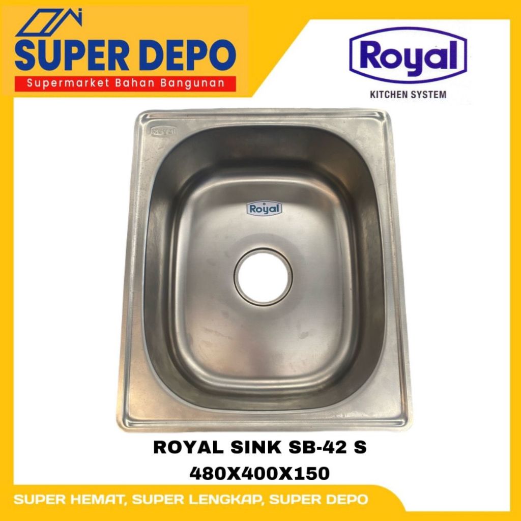 Jual BAK CUCI PIRING KITCHEN SINK STAINLESS ROYAL SB 42S - 480X400X150 ...