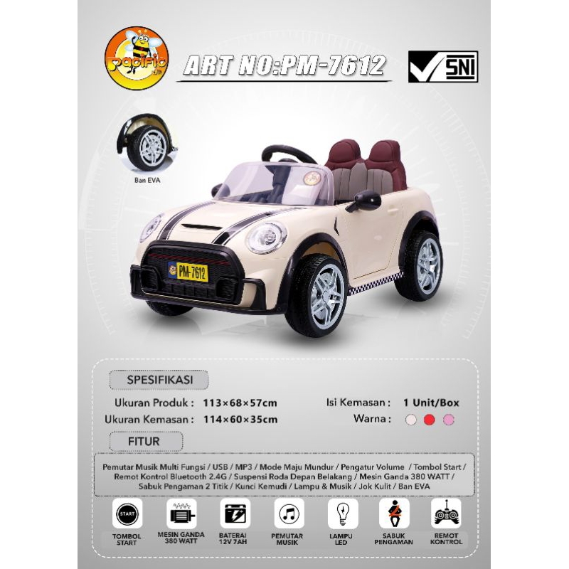 Jual Mobil Aki PACIFIC PM 7612+ MINI COOPER BAN EVA Mainan Anak | Shopee Indonesia