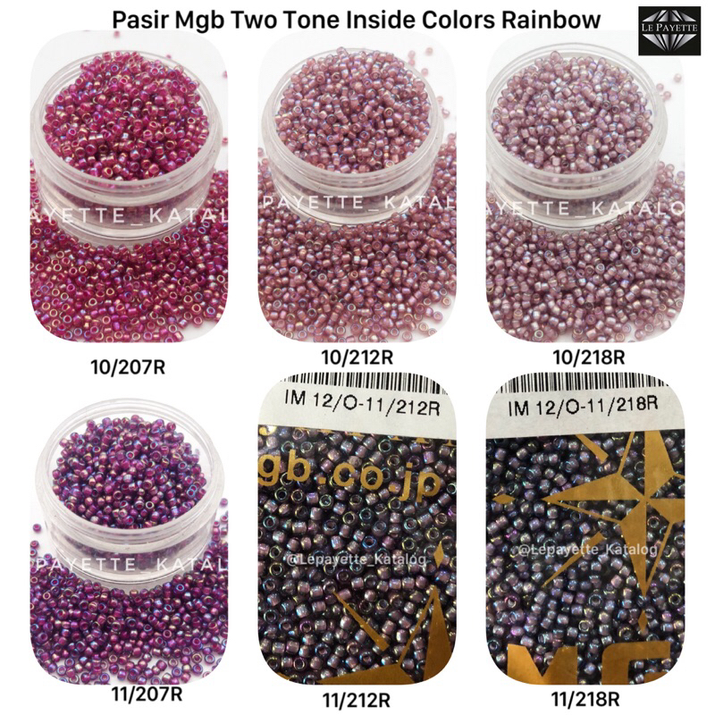 Jual Payet Pasir MGB Two Tone Inside Colors Rainbow 12/O - (10/212R ...