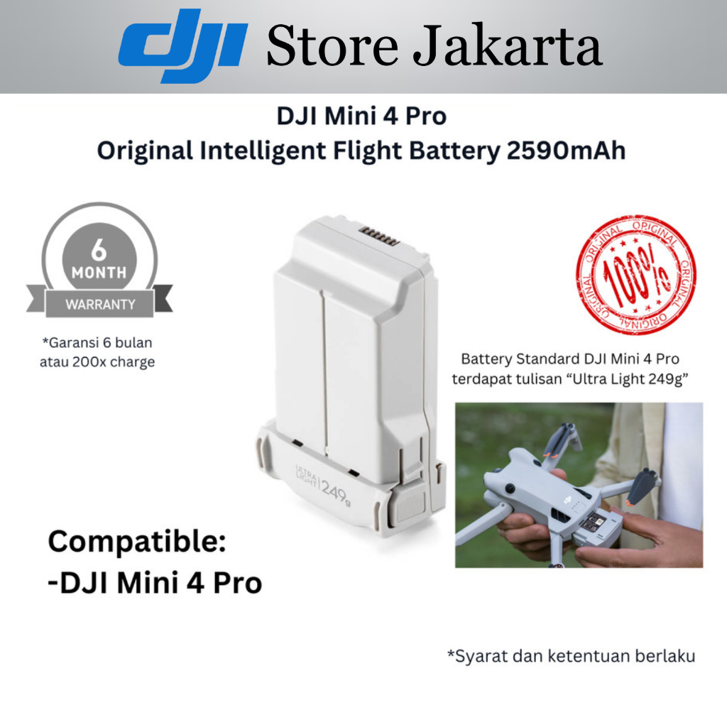 Jual Original Battery STANDARD DJI Mini 4 Pro 2590mAh Baterai ...