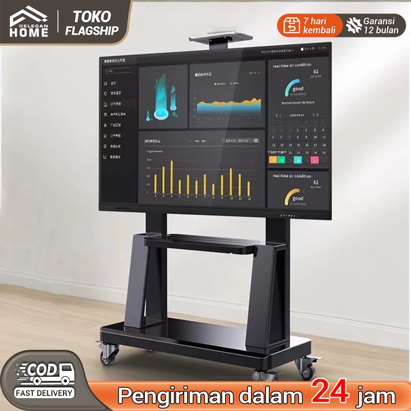 Jual Bracket standing roda LED TV 50"-100" + Tray Standing Berdiri ...