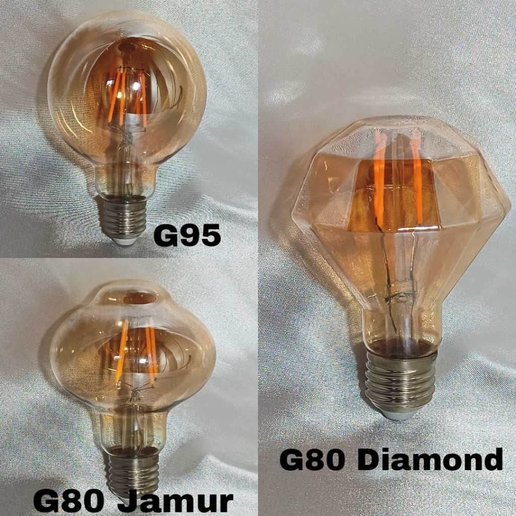 Jual Lampu LED Filamen Edison G95 dan G80 4-Watt Kaca Teh E27 2700k | Shopee Indonesia