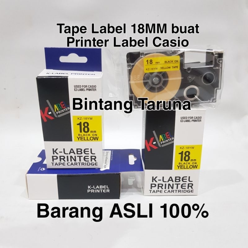 Jual Tape Catridge EZ-Label Printer 18mm KZ-18YW K-Label Label for ...