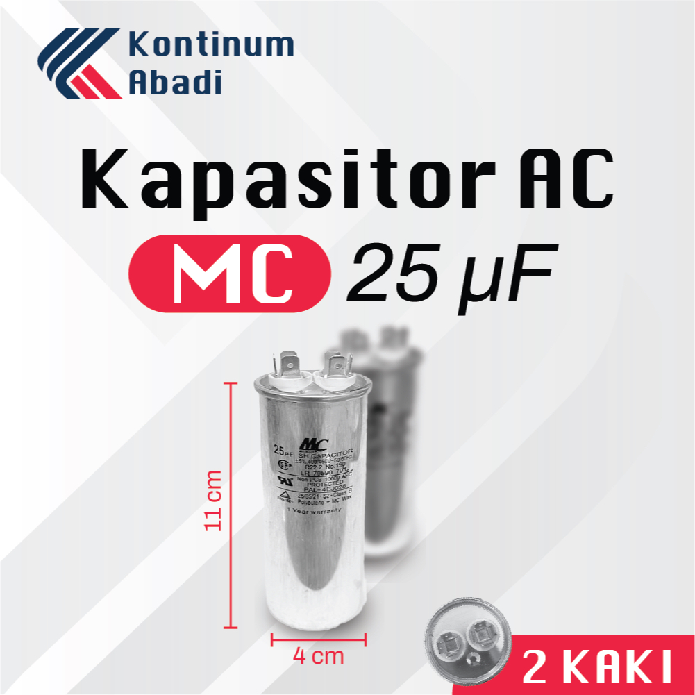 Jual Kapasitor / Capacitor AC merek MC 2 kaki - 25 uF / mikro | Shopee Indonesia